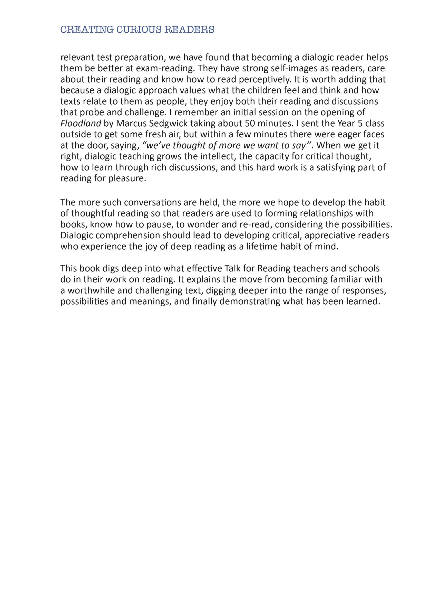 Creating Curious Readers – Talk for Writing Bookshop